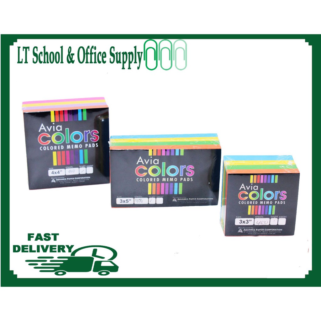 Avia Colors colored memo pads 400 sheets bright colors | Shopee Philippines