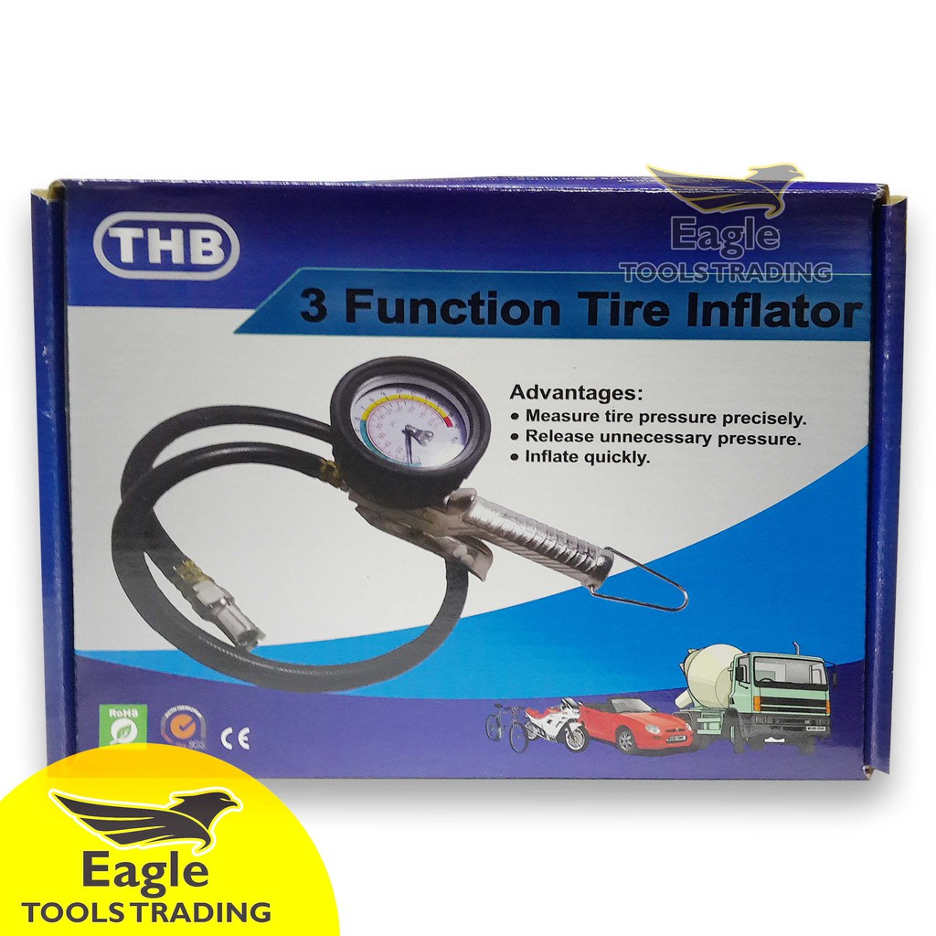 THB Tire Pressure Gauge (3 function tire inflator) | B24A | 3 inch ...