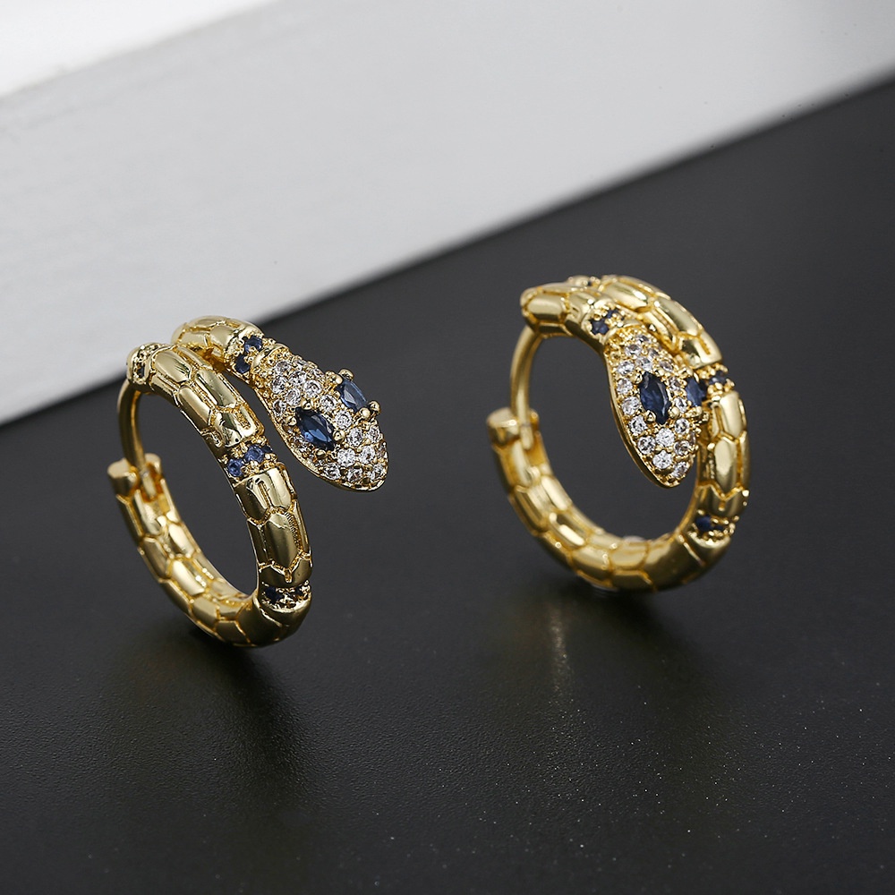 1 Pair Jewel Snake Earrings 18K Gold Jewelry Fashion Trend Earrings ...