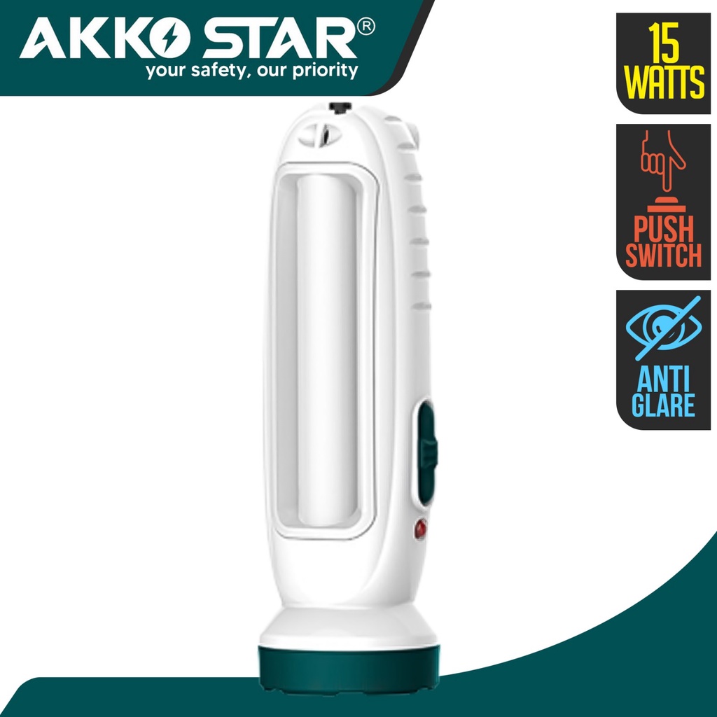 AKKO STAR 2 in 1 Rechargeable Flashlight Emergency LED Lamp (5W | 15W ...