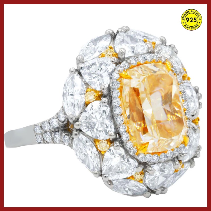 Gao Ding Jewelry Luxury Full Diamond Colored Gems Yellow Diamond Ring ...