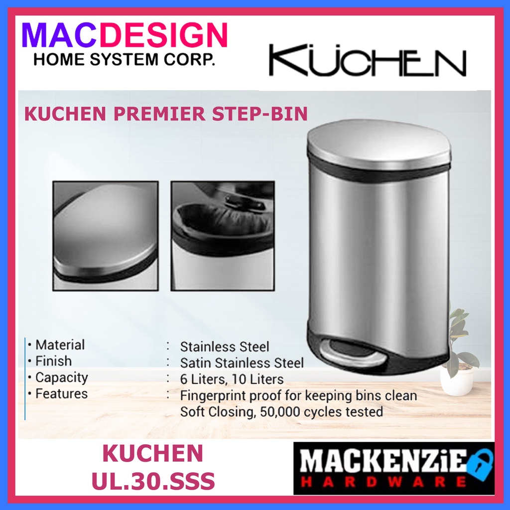 KUCHEN UL6006SSS SATIN STAINLESS STEEL PERMIER STEP-BIN | Shopee ...
