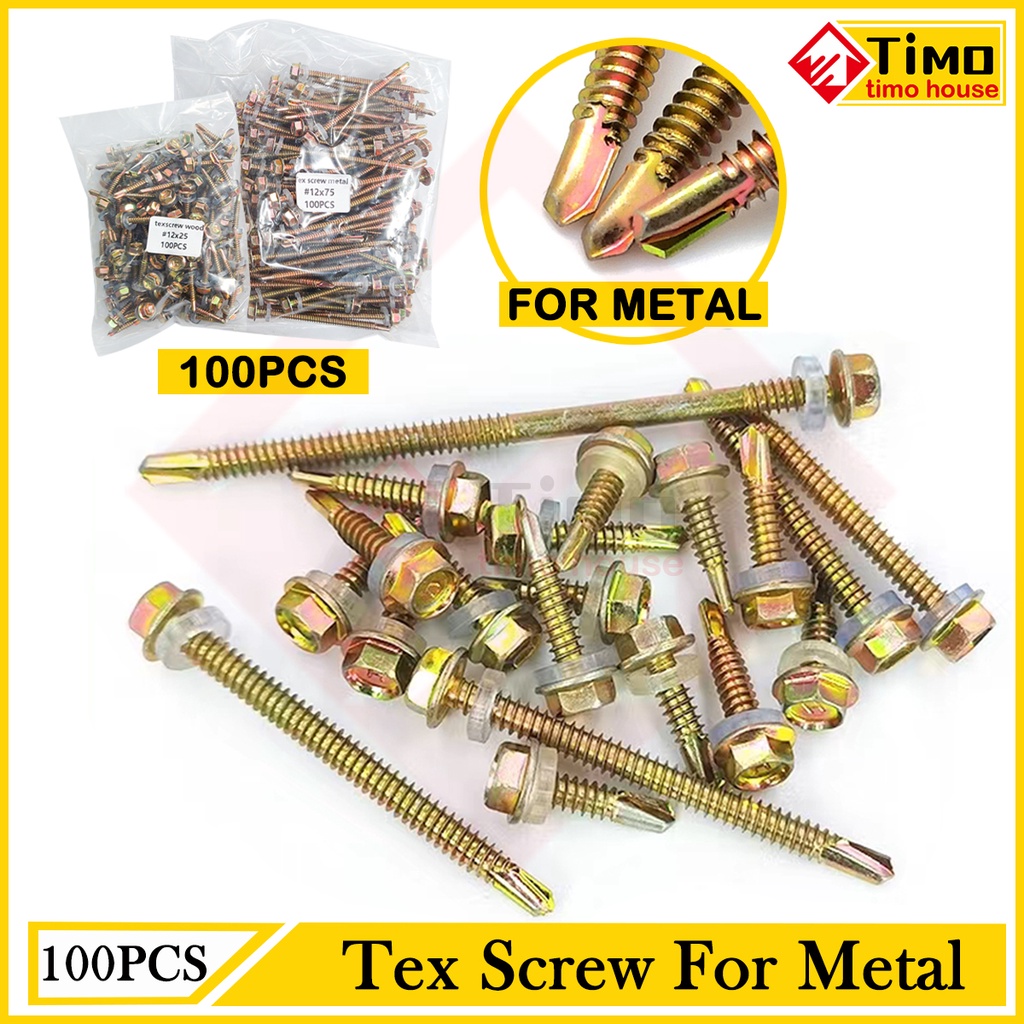(100pcs) Metal Screw Tex Screw for Metal Texscrew for Steel Text Screws ...
