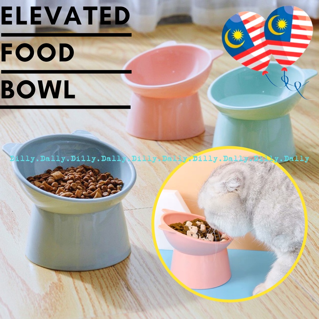 Pet Cat Food Bowl High Raised Elevated Mangkuk Bekas Makanan Kucing 45 ...