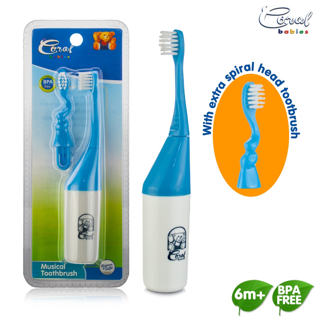 Coral Babies Rattle Toothbrush with Extra Spiral Head Kids Toothbrush ...