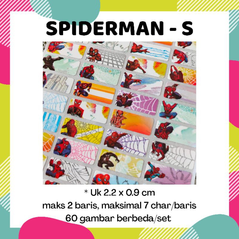 Waterproof NAME LABEL STICKER - SPIDERMAN MOTIF / WATERPROOF NAME ...