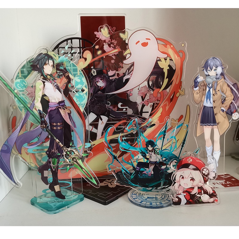 20cm Game Anime Genshin Impact Hu Tao Ganyu Figure Stand Model Plate ...