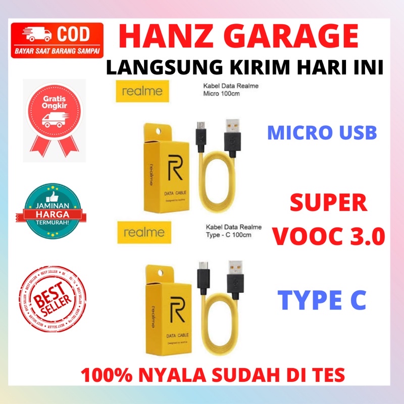 Realme data cable Original Type C/micro usb cable Fast Charging Yellow ...