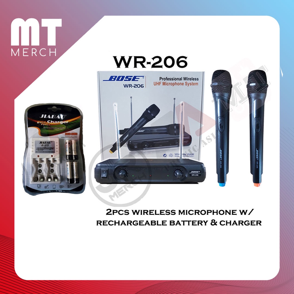 BUNDLE 27: 2pcs UHF Wireless Microphone + 4pcs AA Rechargeable Battery ...