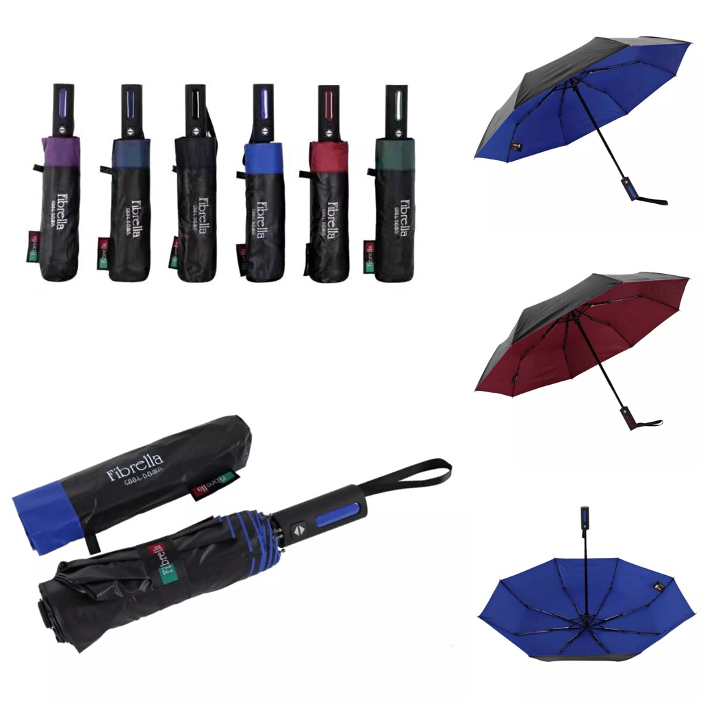 BE Fibrella Umbrella 3Folds Automatic UPF50+ Black Backing UV ...