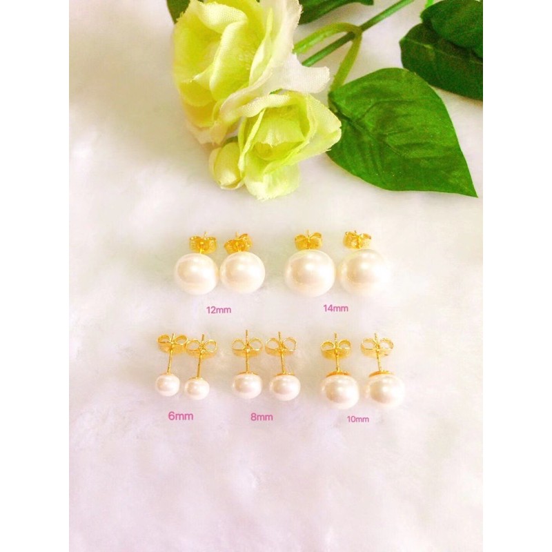 14k gold plated Bangkok gold pearl stud earrings for women hikaw ...