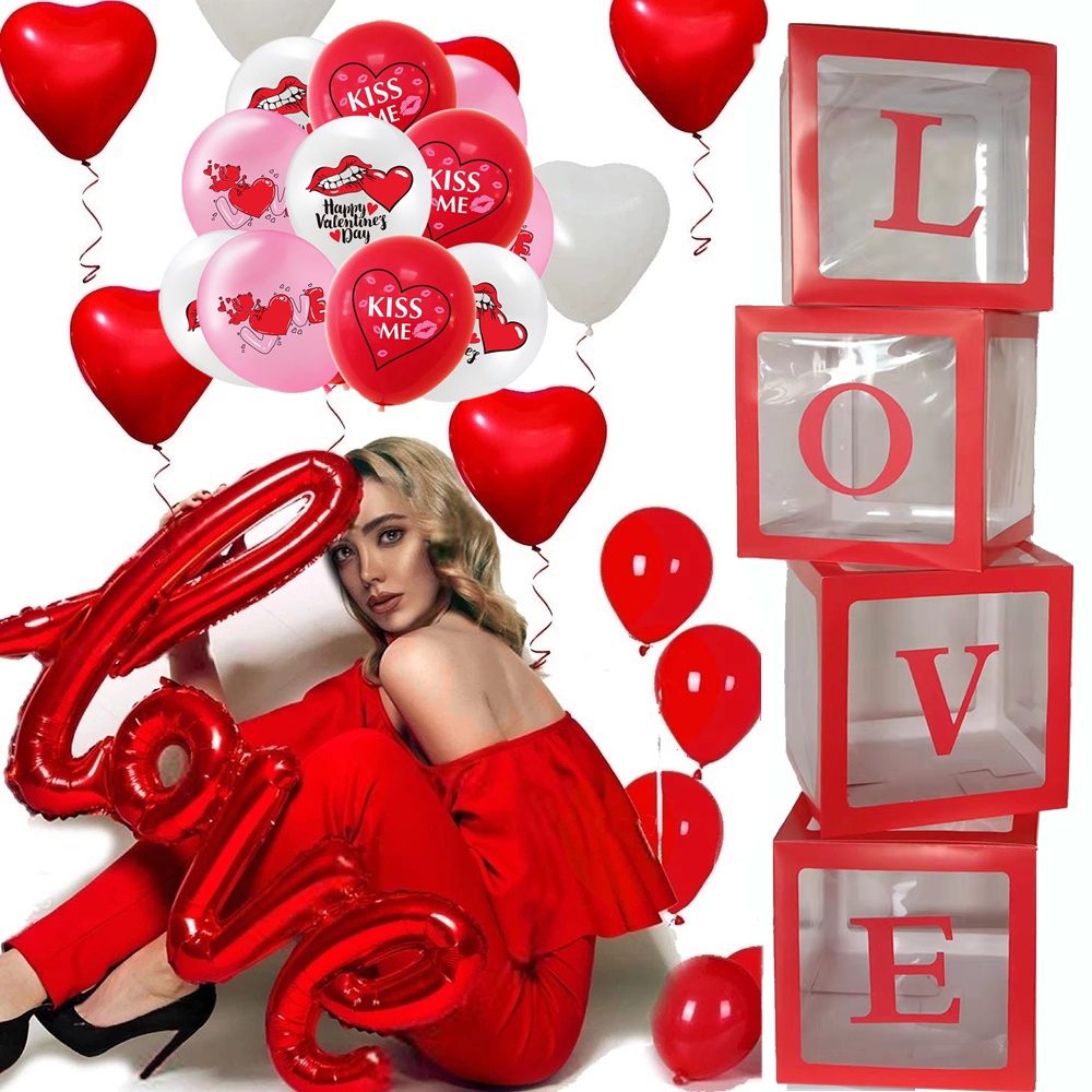 Valentine’s Day Love Transparent Balloon Box Party Decorations for ...