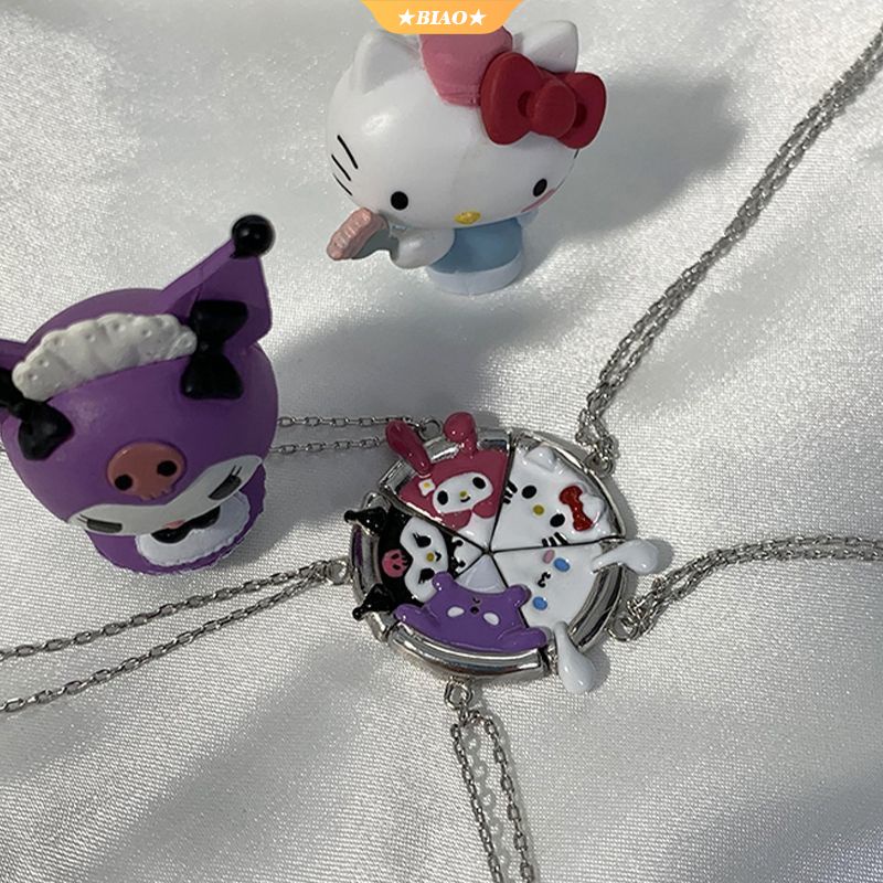 HelloKitty Pizza Necklace INS TIKTOK Popular Melody Kuromi Cinnamon Dog Magnetic Clavicle Chain ...