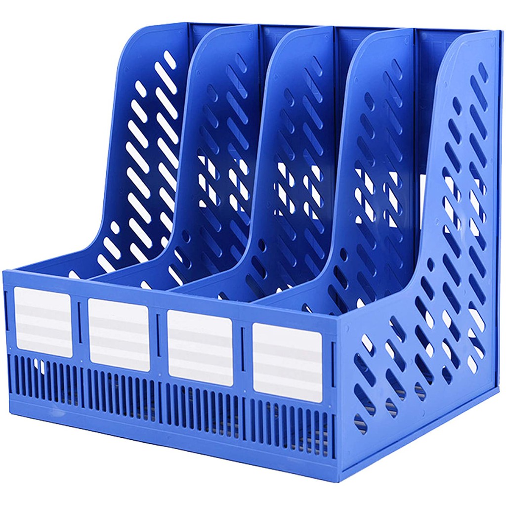 Desk File Organizer Sturdy Magazine File Holder 4 Sections Plastic