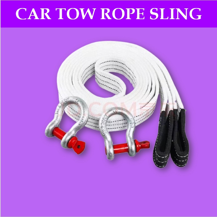 Car Tow Rope Sling 1t 2t 3t 5t 3 Meters With Shackle Color White | Shopee Philippines