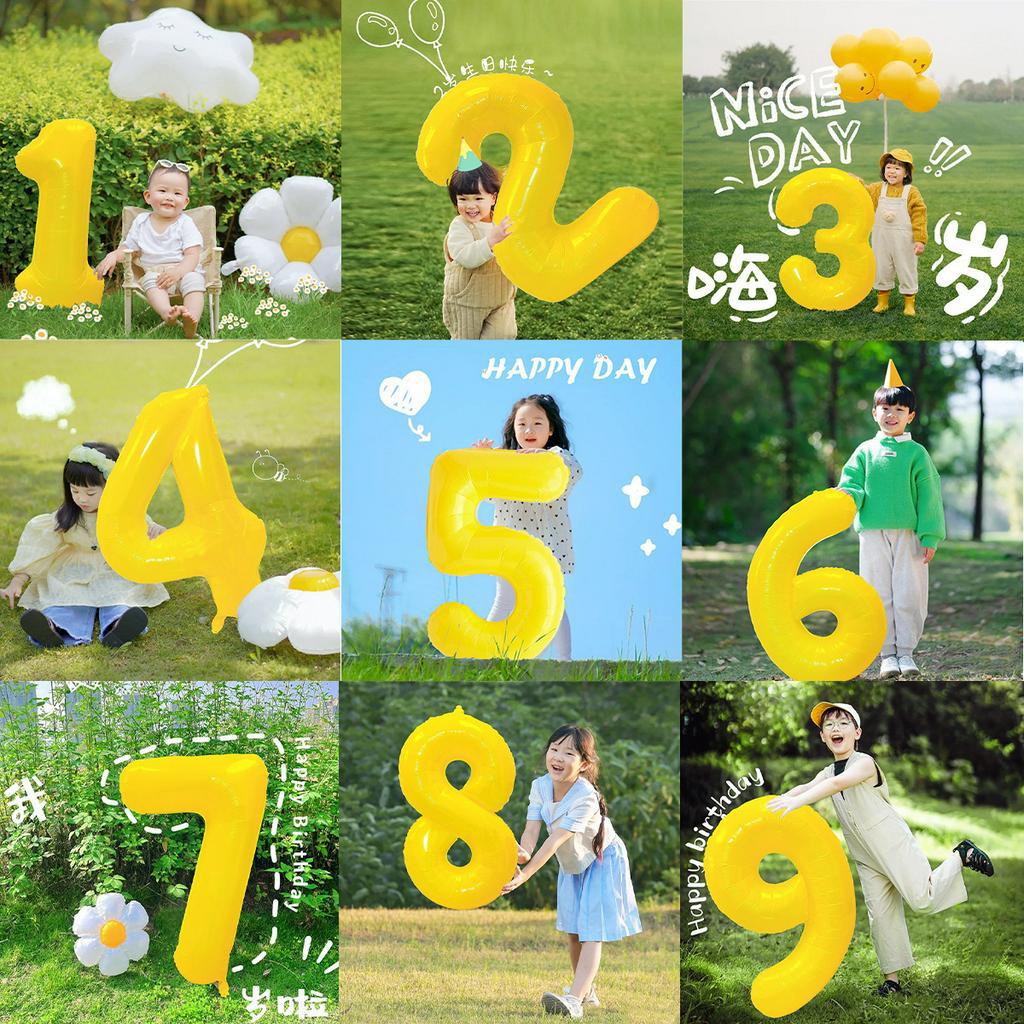 40 Inch yellow/white Number Balloons Birthday Number Balloons Kids ...