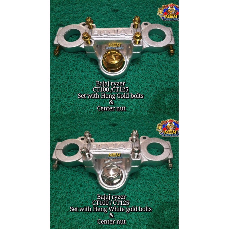 BAJAJ -Ryzer CT100/ CT125 Set with Heng Gold/ White Bolts & Center nut ...