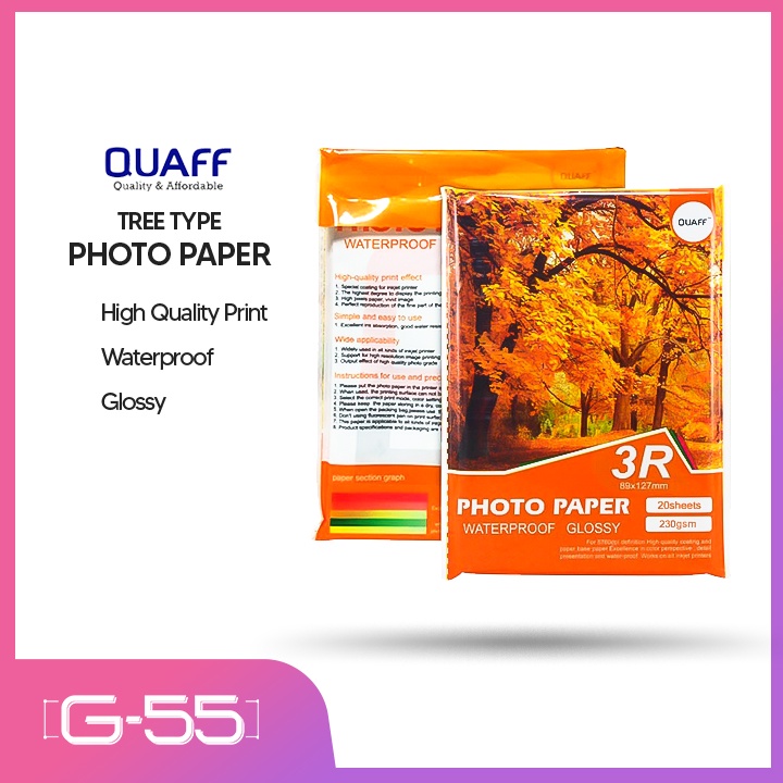 QUAFF Photo Paper 3R Size 230GSM (20 SHEETS/PACK) | Shopee Philippines
