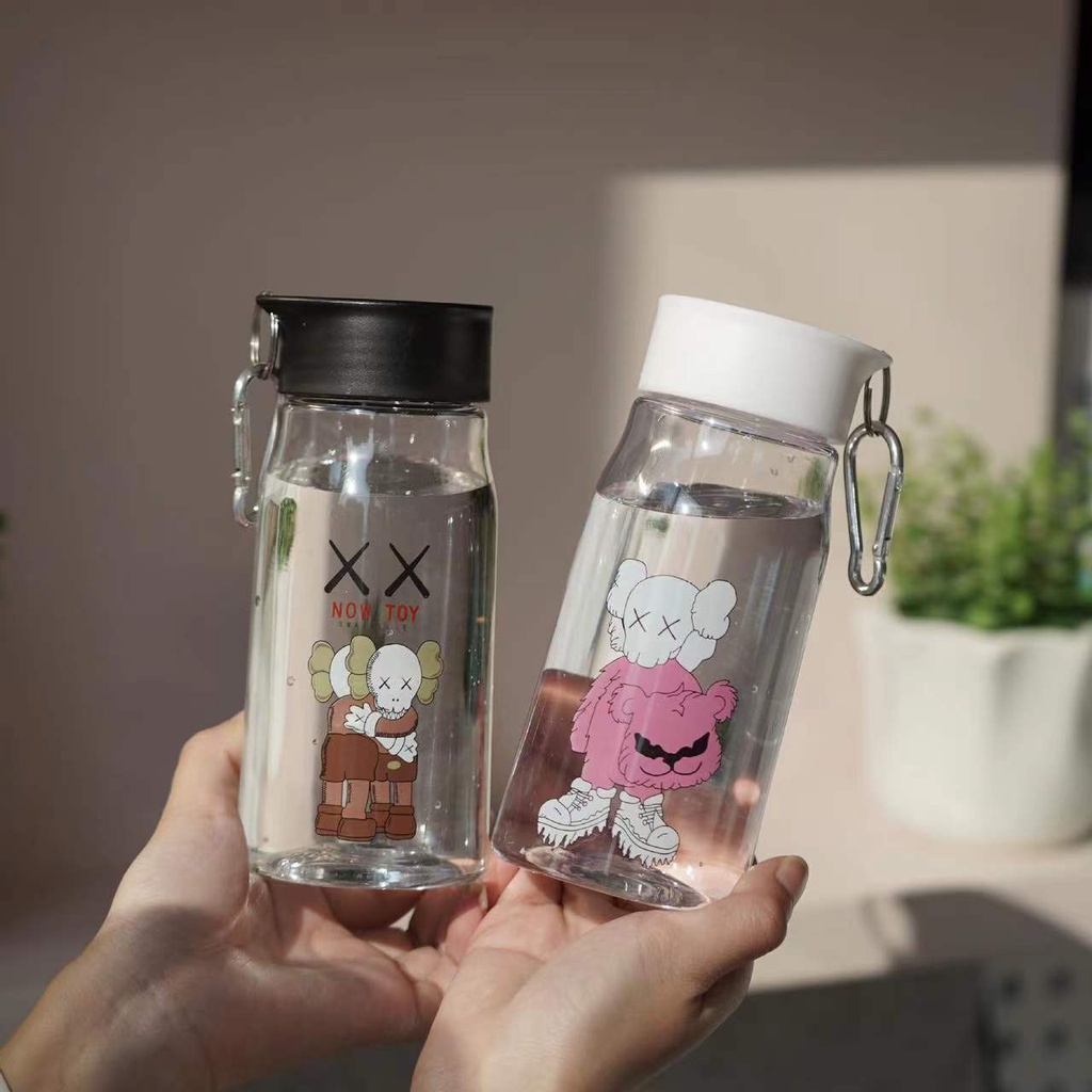 KFL KAWS Matte and Transparent Water Plastic Portable Milk Cup Bottle ...