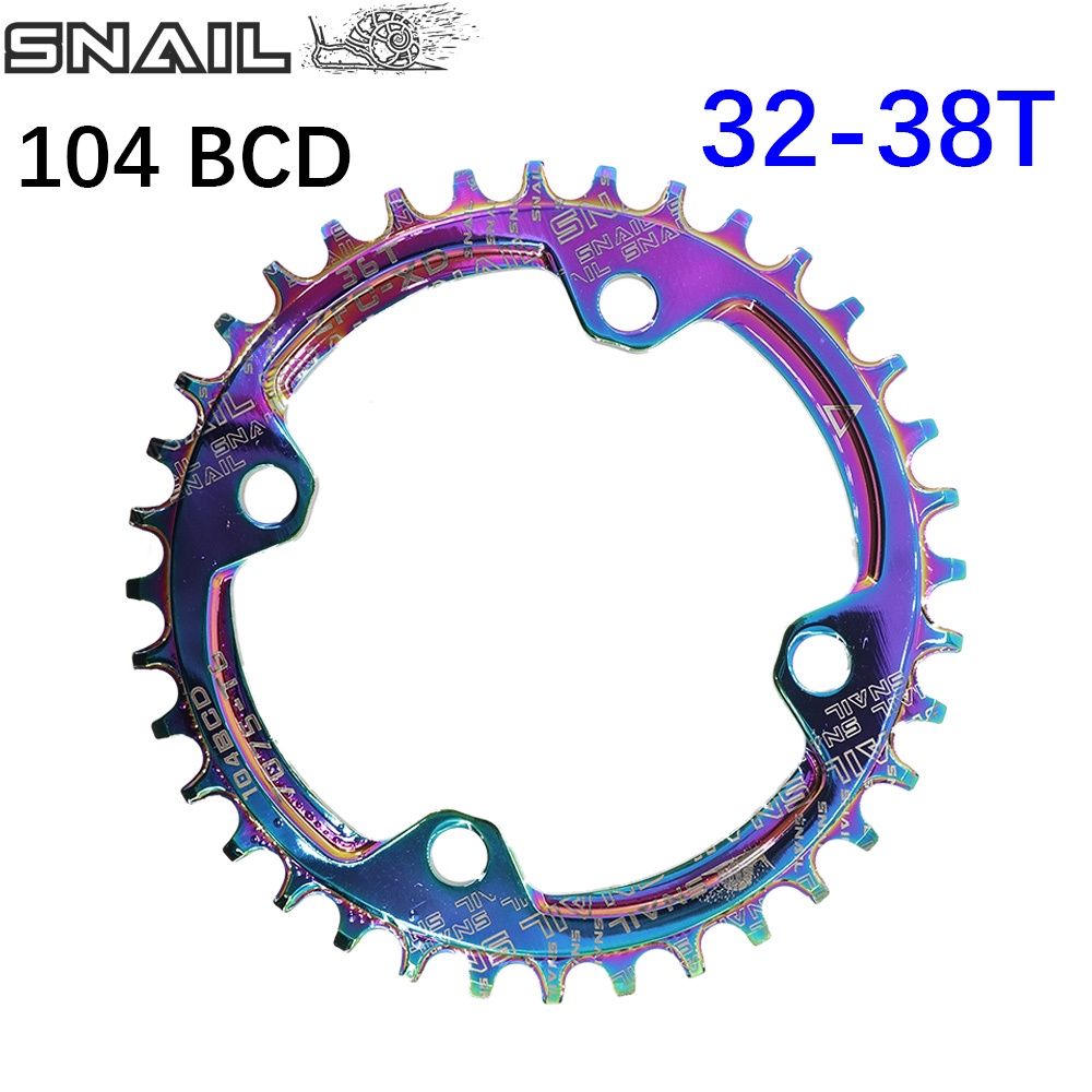 SNAIL Chainring 104BCD Round oil slick 32 34 36 38T oilslick Tooth Narrow Wide MTB Mountain Bike ...