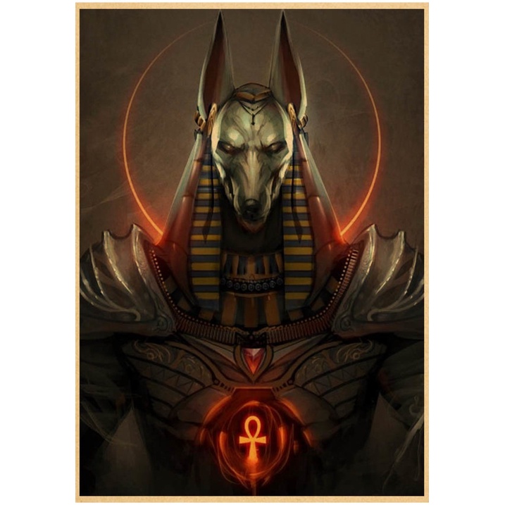 Ancient Egyptian Bastet Anubis god pharaoh poster wall painting on ...