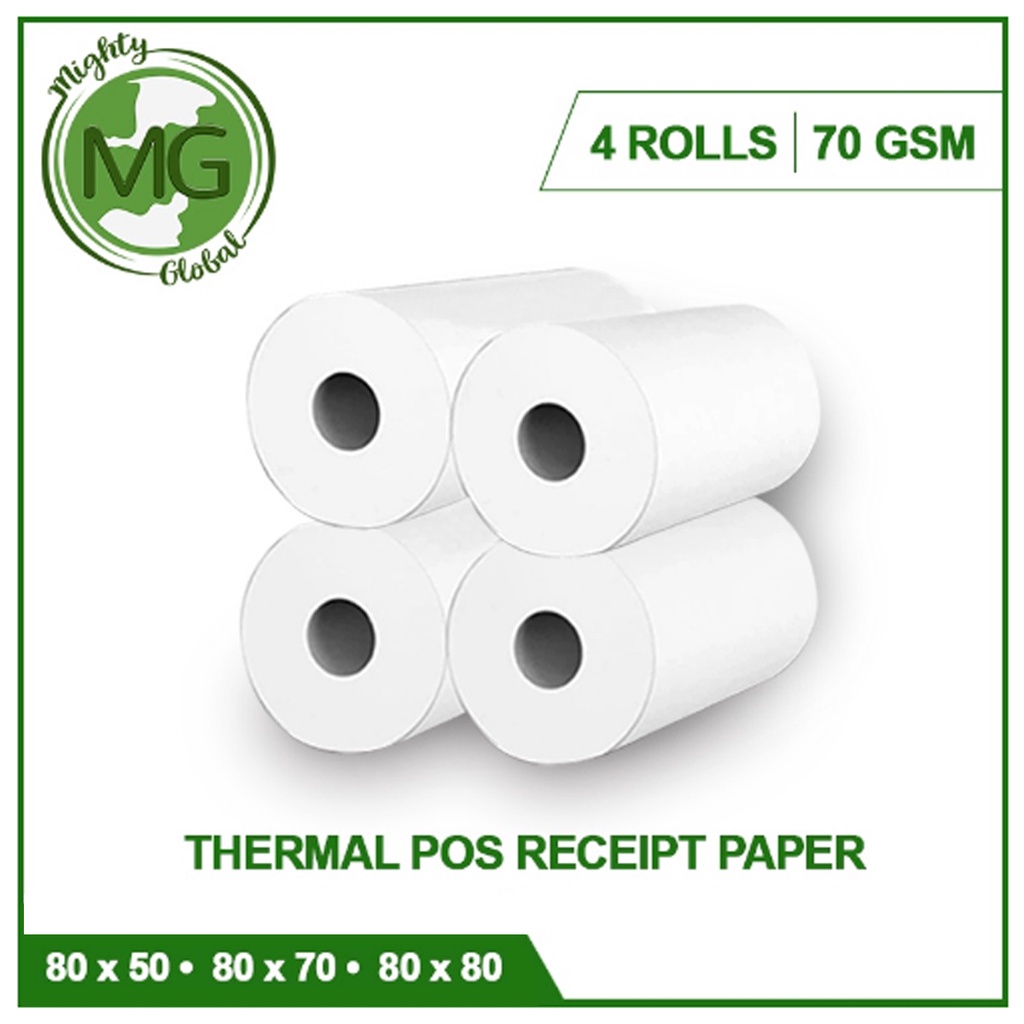 Thermal POS Receipt Paper 4 Rolls ( 80x40 , 80x50 , 80x70 , 80x80 ) by ...