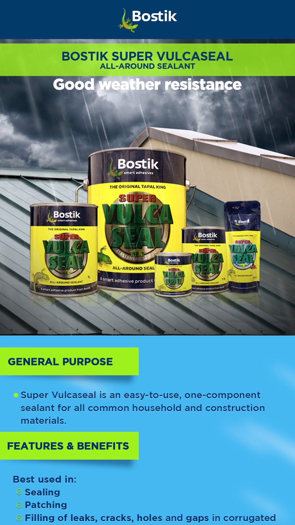 Bostik Super Vulcaseal Junior 75ML- Ready to use for sealing, patching ...