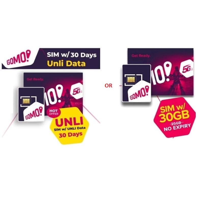 GOMO SIM with 30days UnliDATA or 30GB No Expiry DATA - 5G & LTE Ready ...