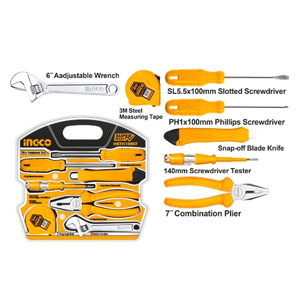 Ingco Hand Tools Set 7 pieces SUPER SELECT HKTH10807 MERVILLE | Shopee ...