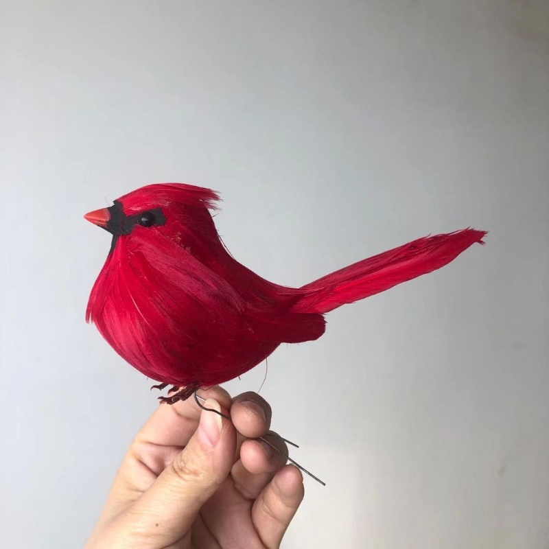 Decorative Bird Feather Cardinal Red Birds Cardinal Christmas Cardinal ...