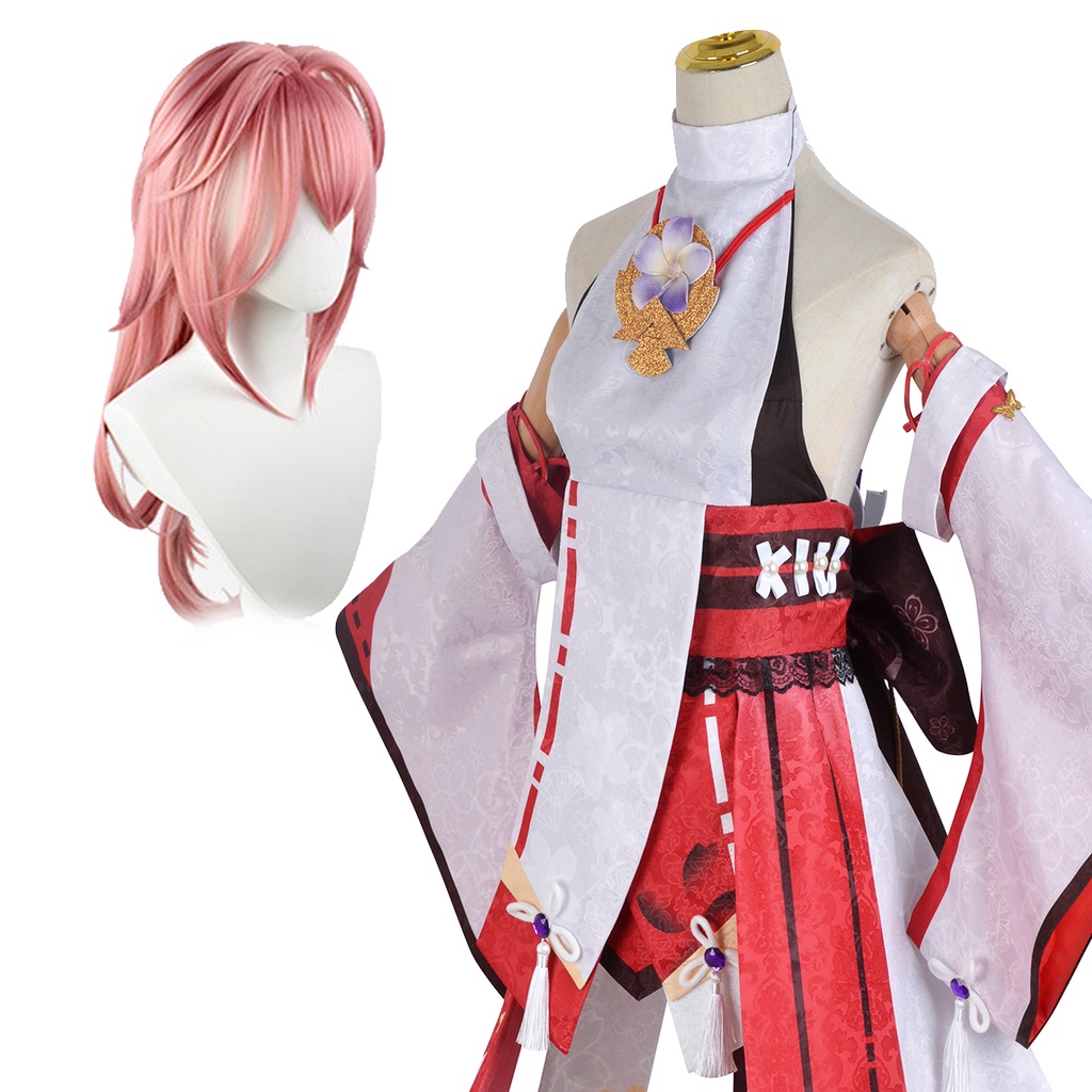 HOLOUN Genshin Impact Yae Miko Game Anime Cosplay Wig Headwear Fancy ...