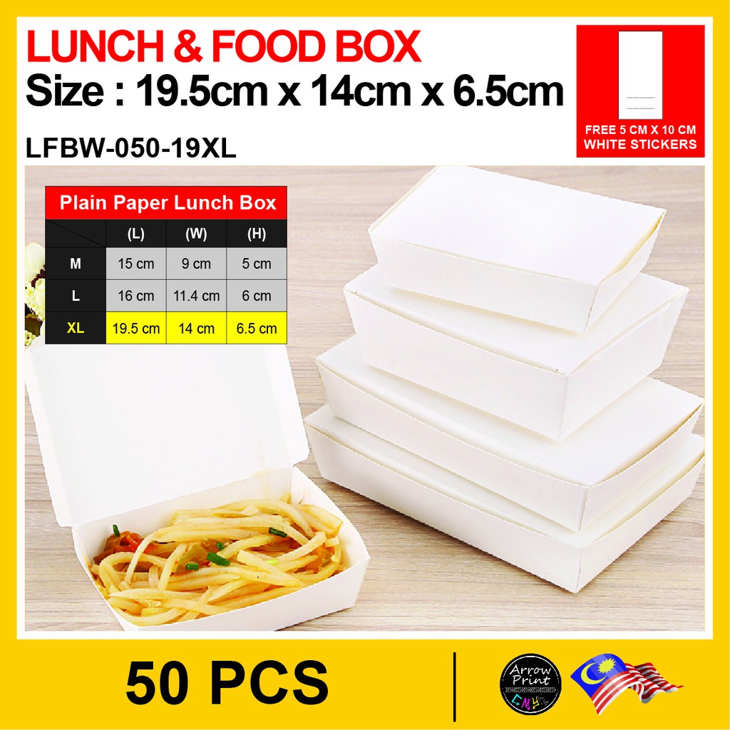 Plain white paper lunch & Food box / Kotak Makanan | Shopee Philippines