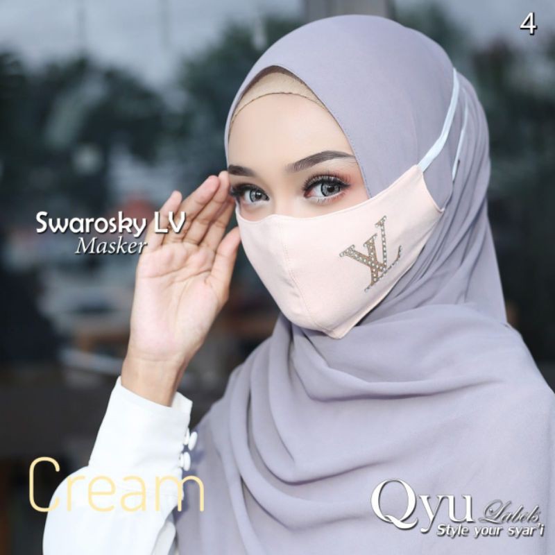 Plain Hijab Fabric Mask Motif Yl Ori | Hijab Headloop Fabric Mask | Plain Hijab Fabric Mask ...
