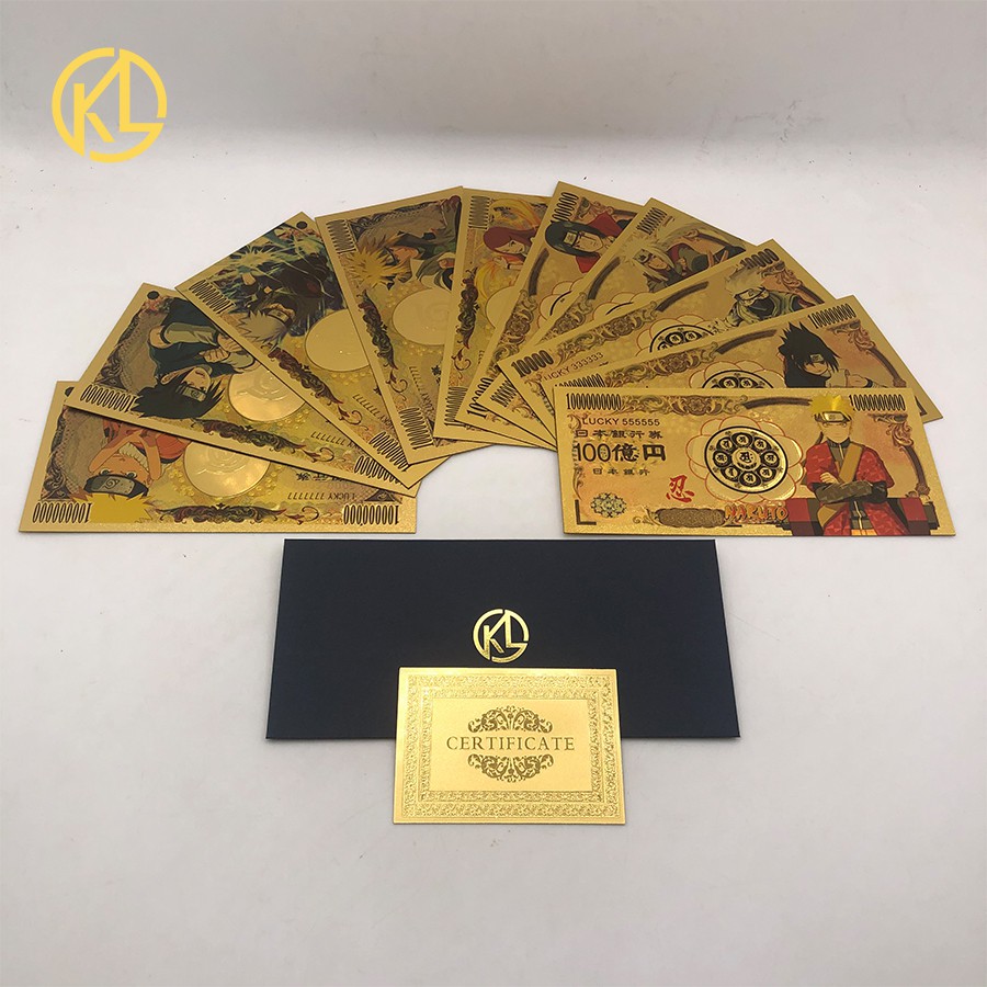 10 Designs Japanese Anime Namikaze-Sasuke-N-A-R-U-T-O Yen Gold Banknote ...