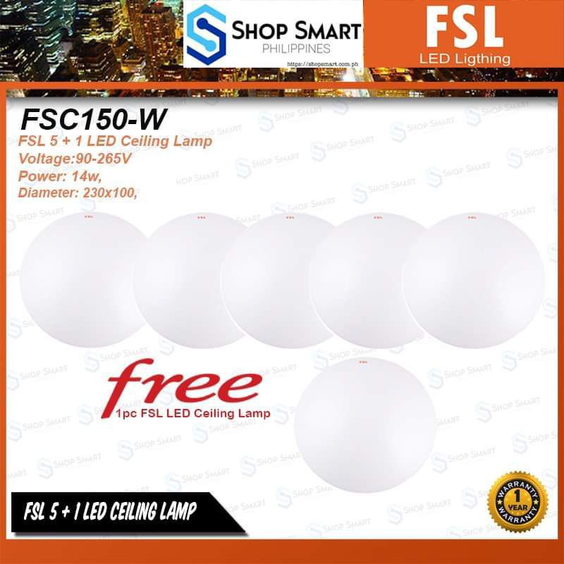 FSL 5 + 1 LED Ceiling Lamp Light 14w (Daylight, Warm White, Cool White ...