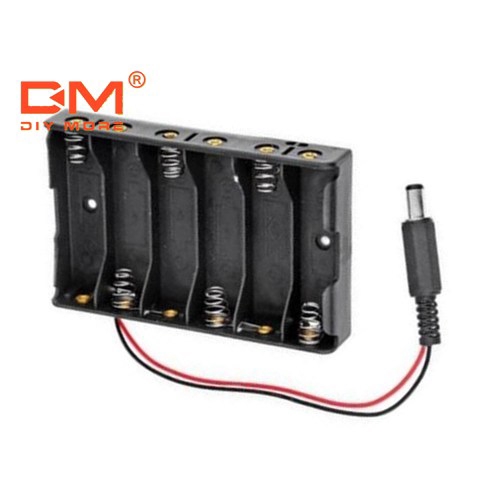 DIYMORE 6 X Aa Battery Case Storage Holder With Dc2.1 Power Jack For ...