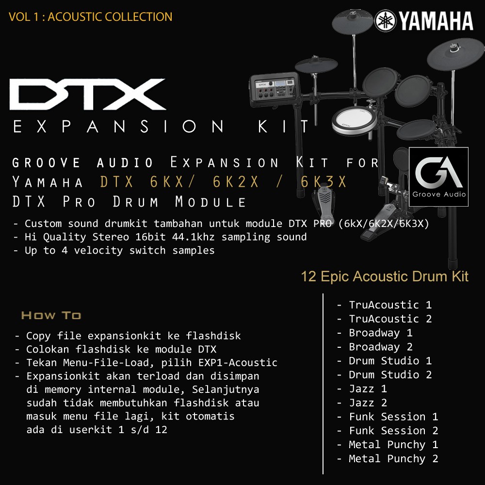 Yamaha Dtx Pro 6kx / 6k2x / 6k3x Custom Expansion Kit Vol 1 (acoustic ...