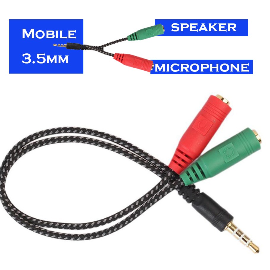 Tally# 3.5mm 2 female to male jack audio microphone headphone splitter ...