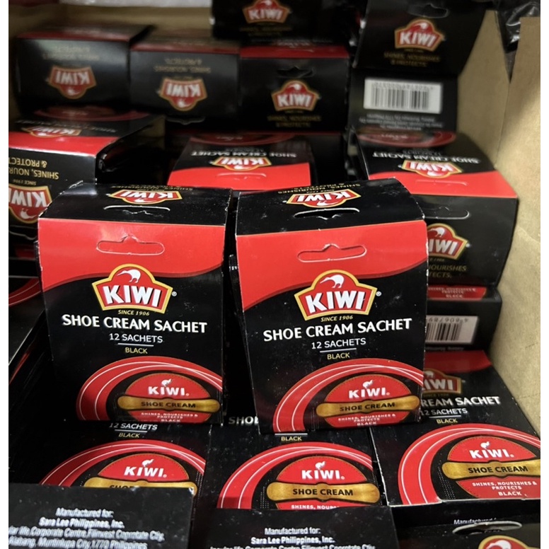 kiwi black shoe cream shine leather shoe clean Available 12 pcs sachets ...