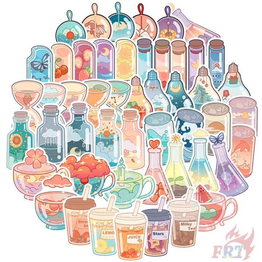 100Pcs/Set Drink Bottle Art Museum Series A Stickers Fashion DIY Mixed ...
