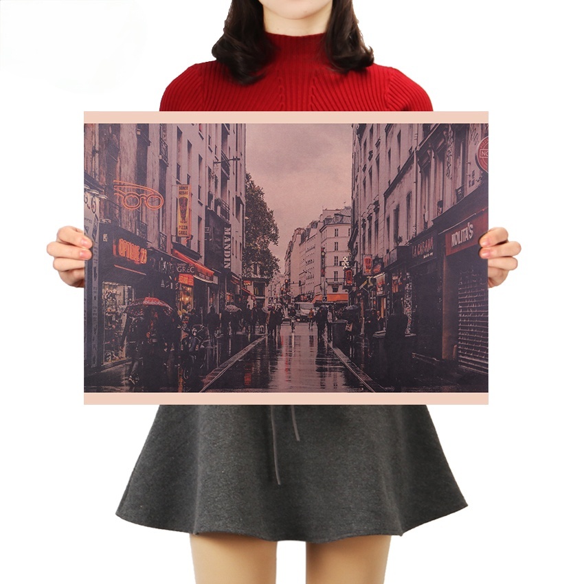 DLKKLB Street View Poster Vintage Kraft Paper Poster Bar Cafe ...