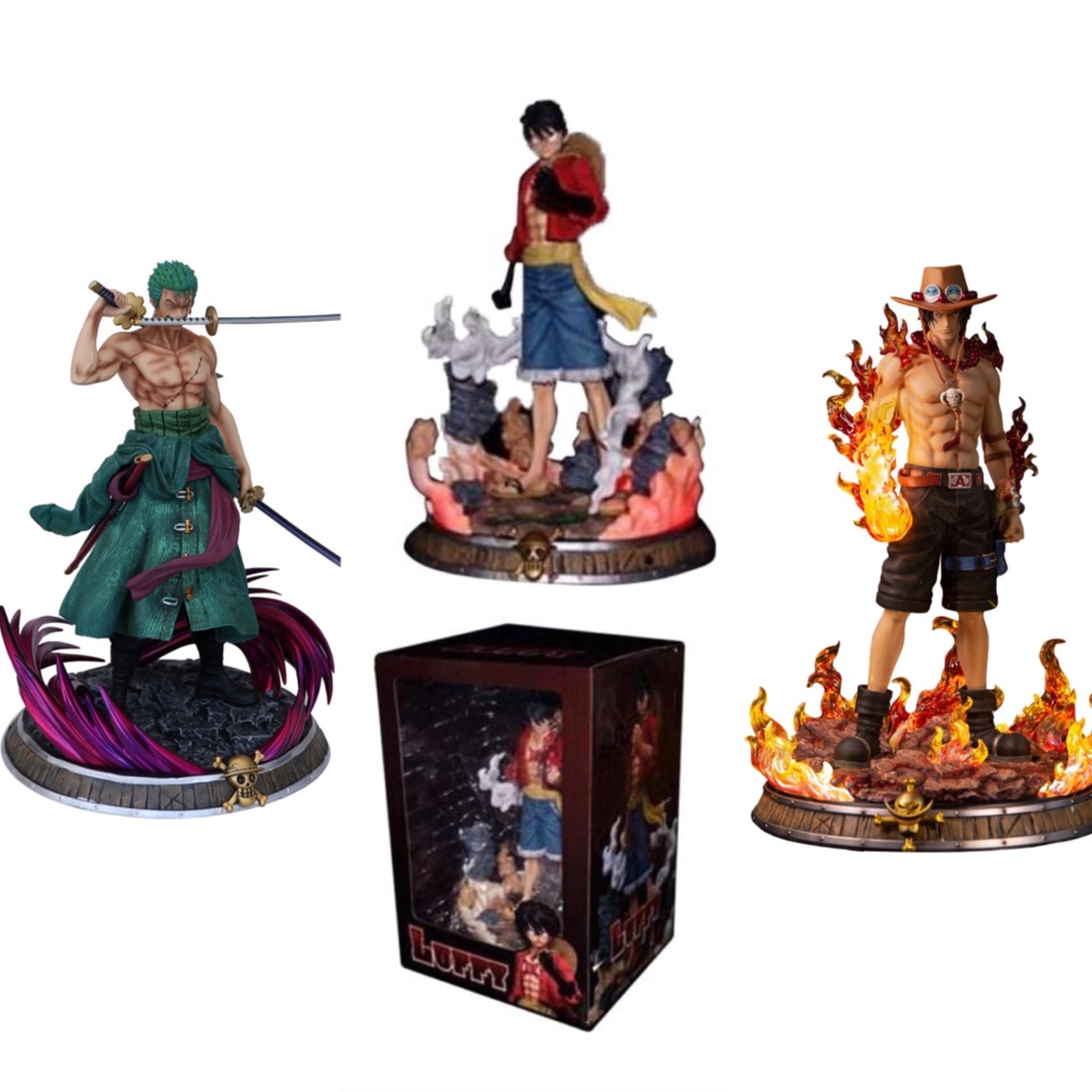 GK KO One Piece Monkey D. Luffy Ace Zoro PVC Statue w/LED Roronoa Zoro ...