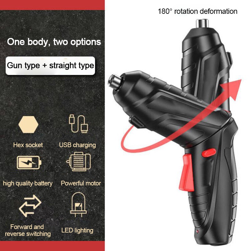 Portable Electric Screwdriver USB Rechargeable Cordless Screwdriver for ...