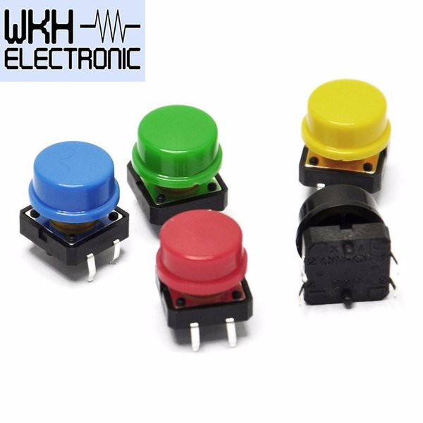 Tactucle Push Button Momentary 4 Pin Large 12x12 x7.3mm + Cap Cover ...