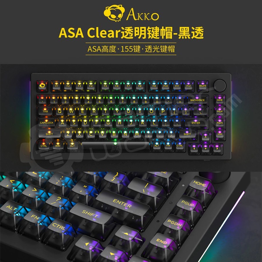 Akko Clear ASA Profile 155 Transparent Keycaps for Mechanical Keyboard ...
