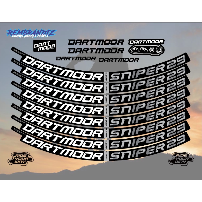 MTB rim decals set - Dartmoor Sniper 27.5 and 29 - 8 pcs rim decal with ...