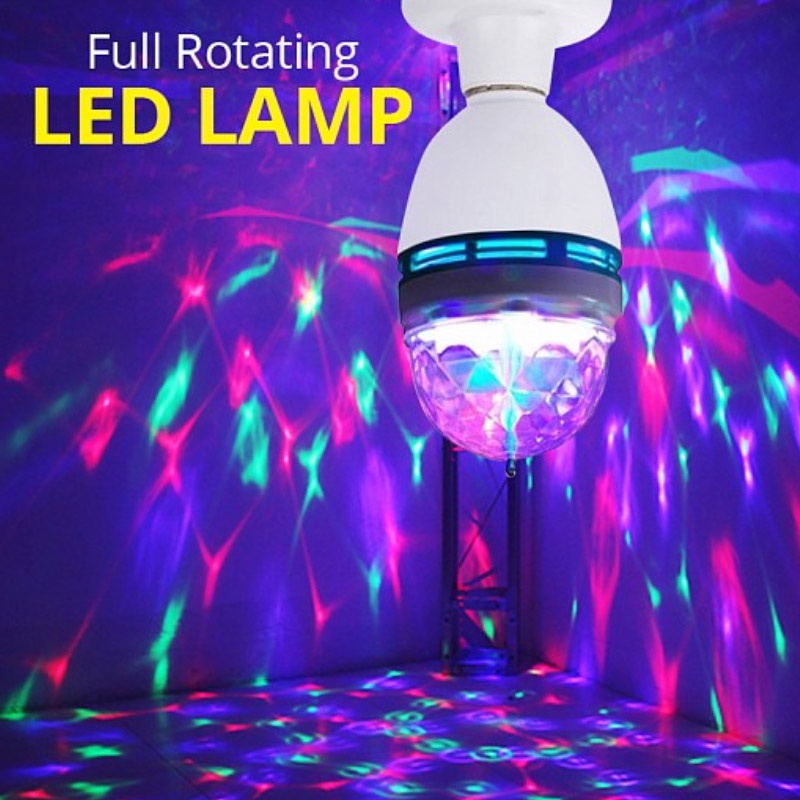 Led Light Bulb Portable Disco Ball E27 3W 360 Rotating Lamp LED Bulb ...