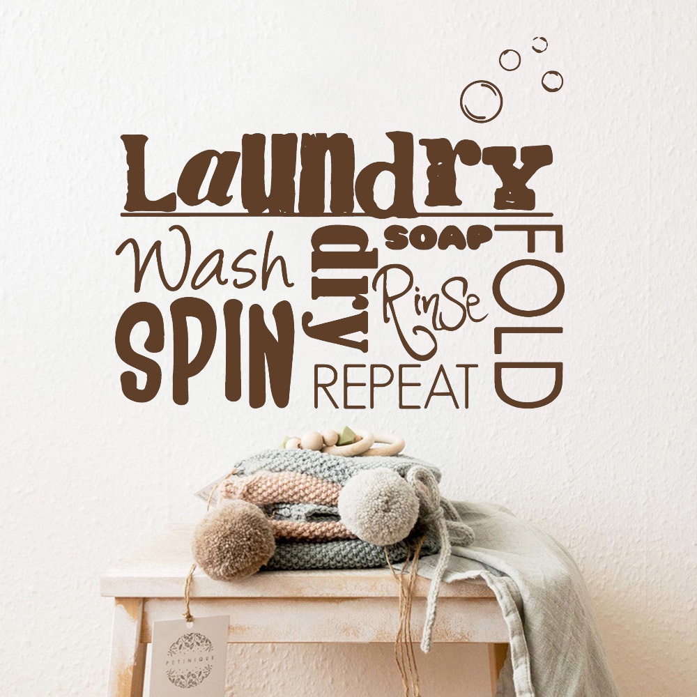 Wall Stickers Laundry Washing Room Home Decoration Wash Spin Dry Fold ...