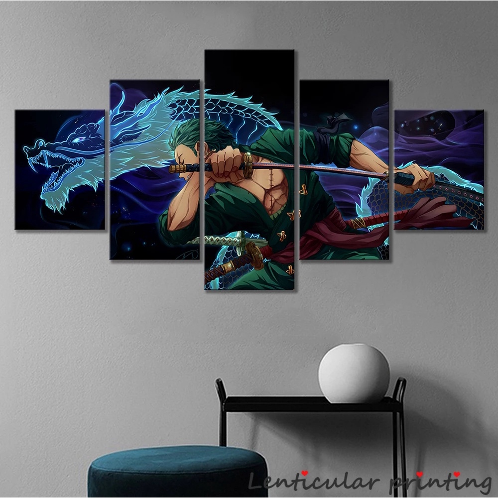 5 Panels Wall Art Dragon Canvas Painting Posters and Prints Anime ONE ...