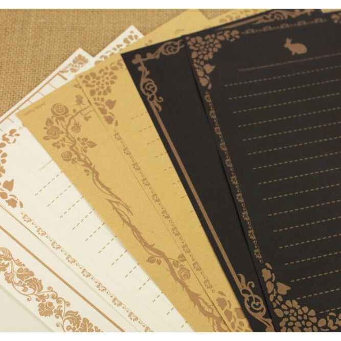 8 Sheets European Style Retro Vintage Ancient Letter Paper Stationery ...